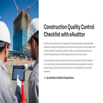 Construction Quality Control Checklist with eAuditor Audits ...