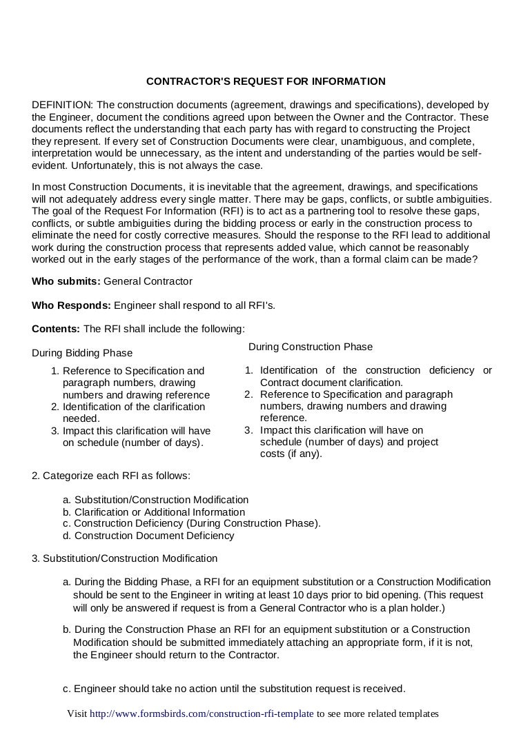 Construction Request For