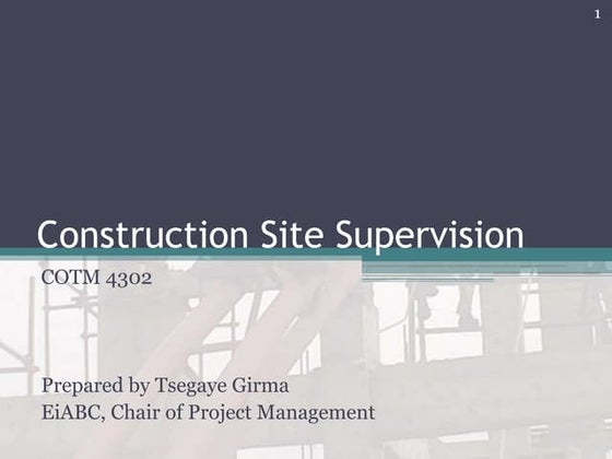 PROJECT CONSTRUCTION SUPERVISOR AND SUPERVISION | PDF