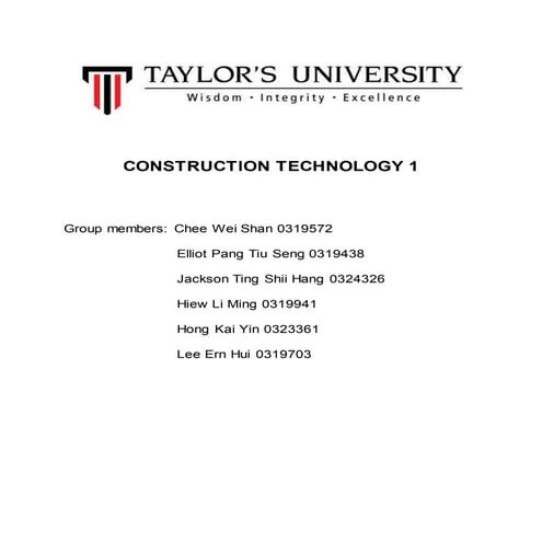 Constructiontechnology assignment 1 report | DOCX