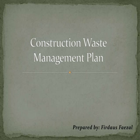 Construction waste management plan | PPTX