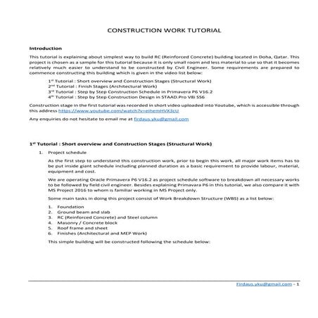 Construction work tutorial of small RC Building | PDF
