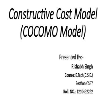 Constructive Cost Modelpptx Presentation For Software Engineering Ppt