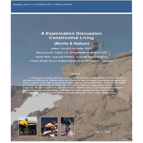 CONSTRUCTIVE LIVING BY: David K Reynolds -Discussion Essay | DOCX