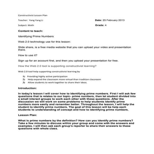 Constructivist lesson plan | PDF