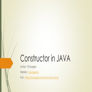 Constructor In Java Itvoyagers Ppt