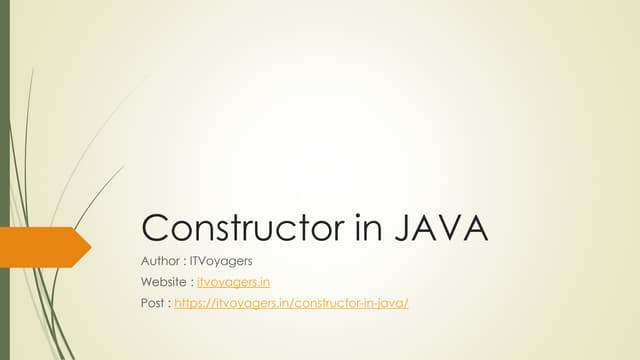 Constructor In Java Itvoyagers Ppt