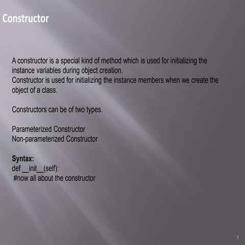 Constructor and variables | PPT
