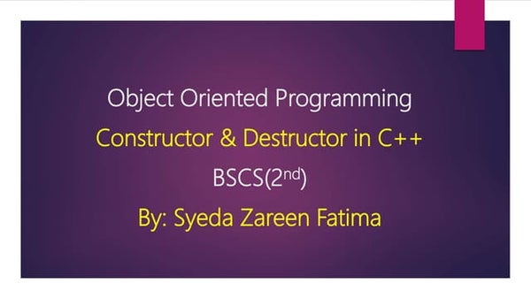 Constructors And Destructors In C 6295