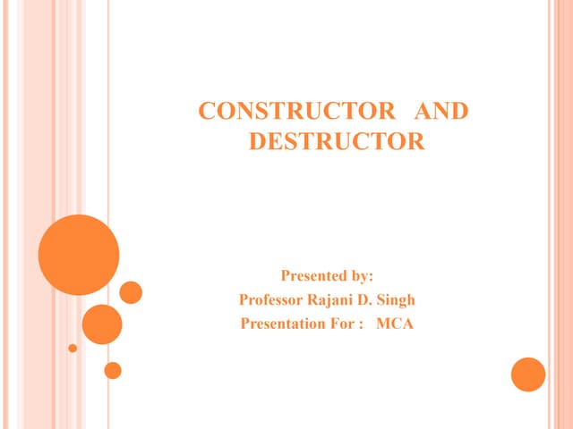 Constructor Destructor Slides Ppt Programming Languages Computing 0606