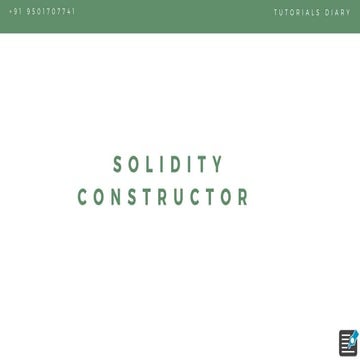 Constructor In Solidity Ppt