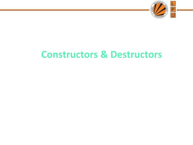 Constructors And Destructors In C Part 2 Ppt