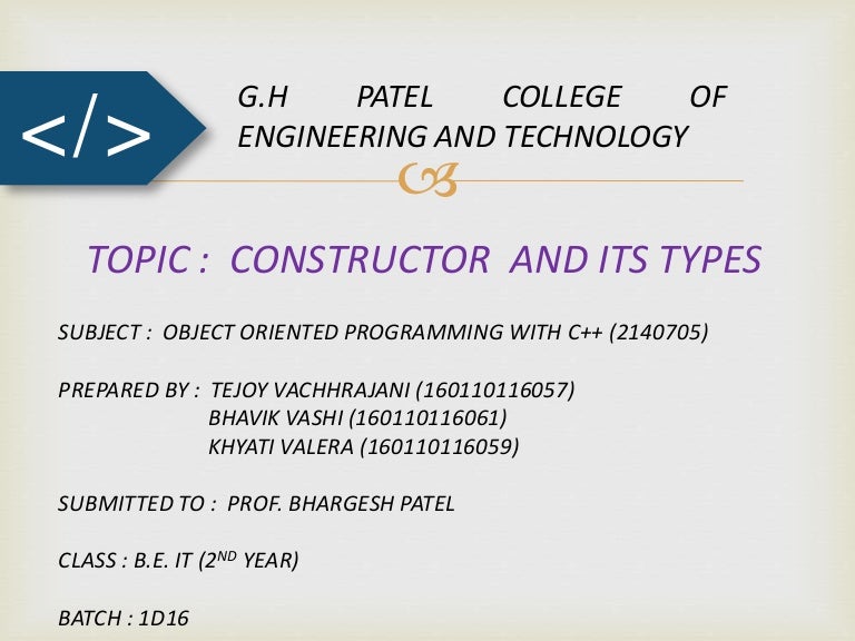 Types Of Constructor In C