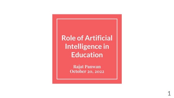 Artificial Intelligence (A.I.) in Schools (PPT) | PPT