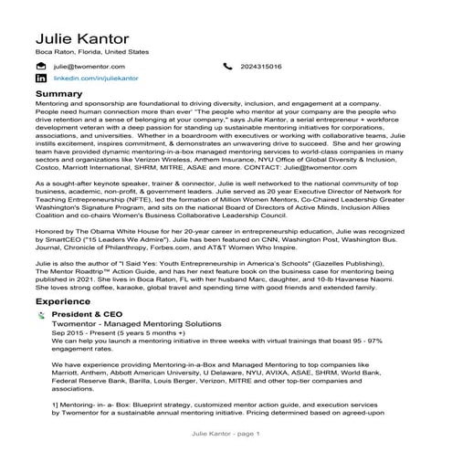 Consulting Resume Julie-Silard Kantor[ | PDF