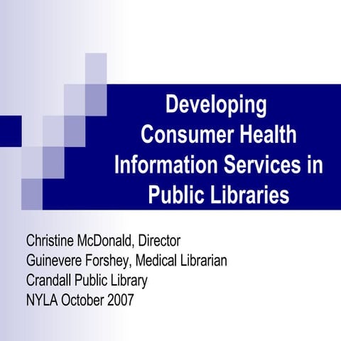 Consumer Health in Libraries | PPT