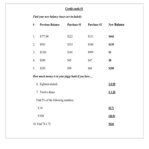 Consumer Math Slides September 20, 2007 | PDF