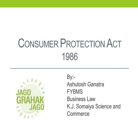 Consumer Protection Act,1986 | PPTX