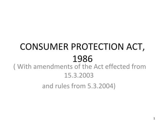 Consumer protection act | PPT