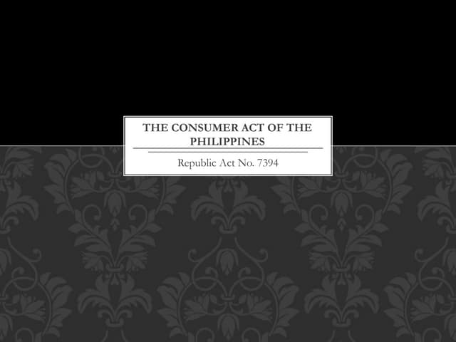 The Consumer Act of the Philippines | PDF