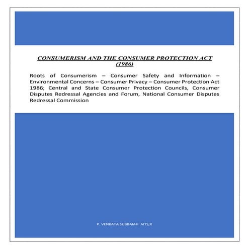Consumerism,Consumer Rights & Consumer Protection Act 1986 | PDF