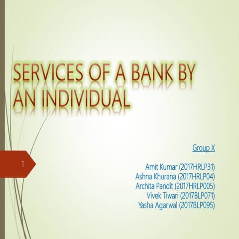 Consumer Behaviour - Services of a bank by an individual | PPT