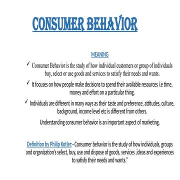Consumer Behavior.pptx is all about what consumer consumes | PPTX