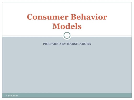 Consumer Behaviour Models of Consumer | PPTX | Business | Business and Finance