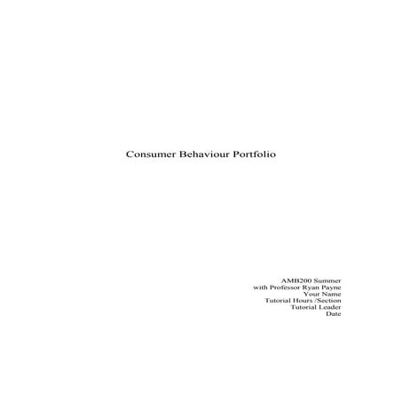Consumer Behavior Portfolio for Marketing | DOCX | Sales and Promotions ...