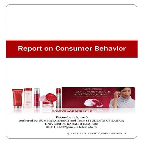 Consumer behavior report on Pond's Age Miracle | DOCX