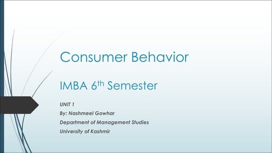 Consumer Behavior in Marketing | PPT