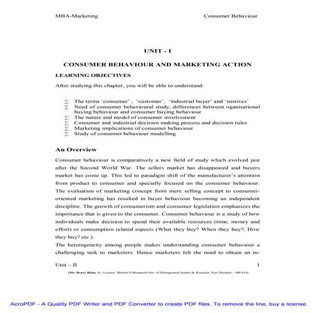 Consumer behaviour | PDF