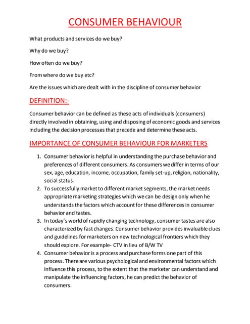 Consumer Behavior. | PPT