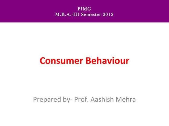 Consumer behaviour | PDF