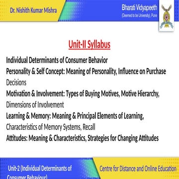 Consumer Behaviour- Unit-II in Marketing | PPTX