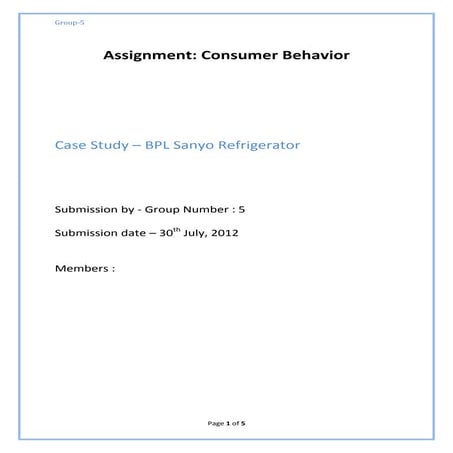 Consumer behaviour case study assgn | DOCX | Business | Business and ...