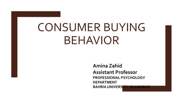 Consumer Buying Behavior | PPT