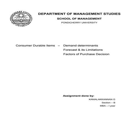 Consumer Durable Items | PDF