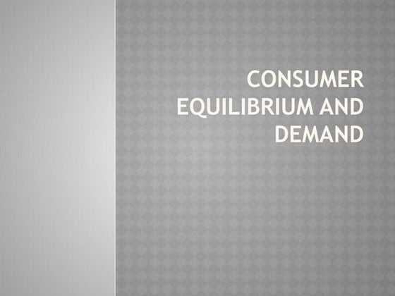 Consumer Equilibrium Class XI CBSE | PPTX