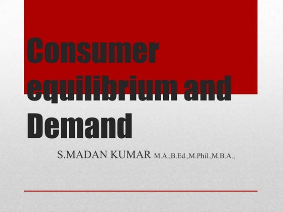 Consumer Equilibrium Class XI CBSE | PPTX