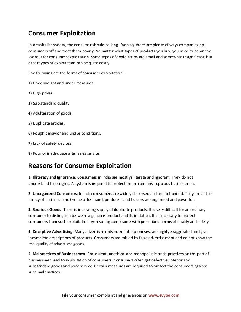 Consumer Exploitation