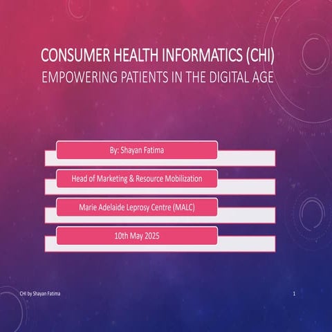 Consumer Health Informatics Lecture by Shayan Fatima | PDF