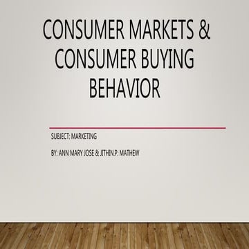 Consumer markets & consumer buying behavior | PPTX | Business ...