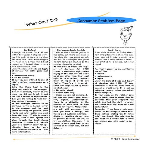 Consumer problems worksheet solutions | PDF