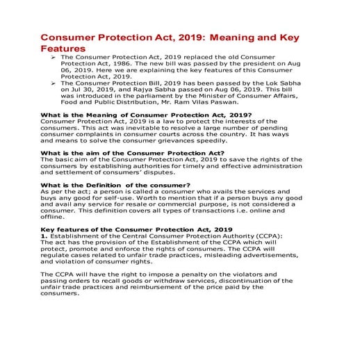 Consumer protection act | DOCX