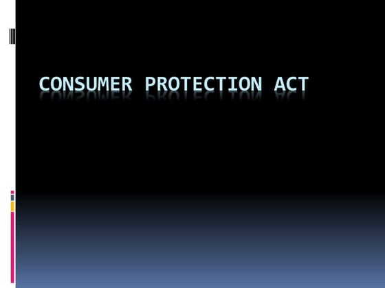 Consumer protection act, 1986 | PPT