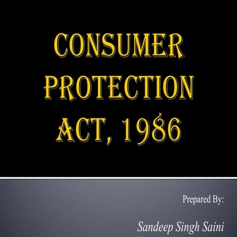 Consumer protection act, 1986 | PPTX