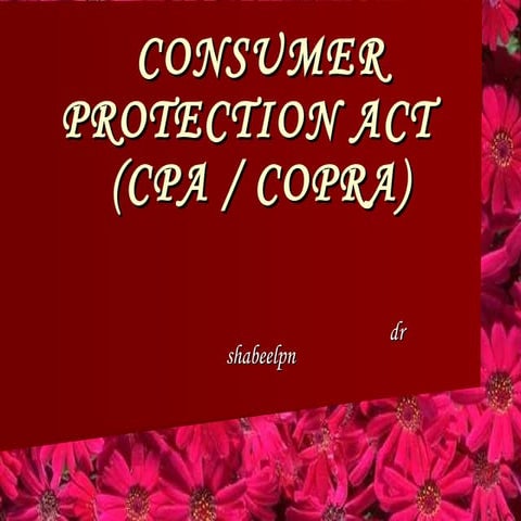 Consumer Protection Act (Cpa | PPT