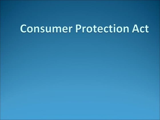 Consumer Protection Act | Consumer Protection Bill 2019 | PPT
