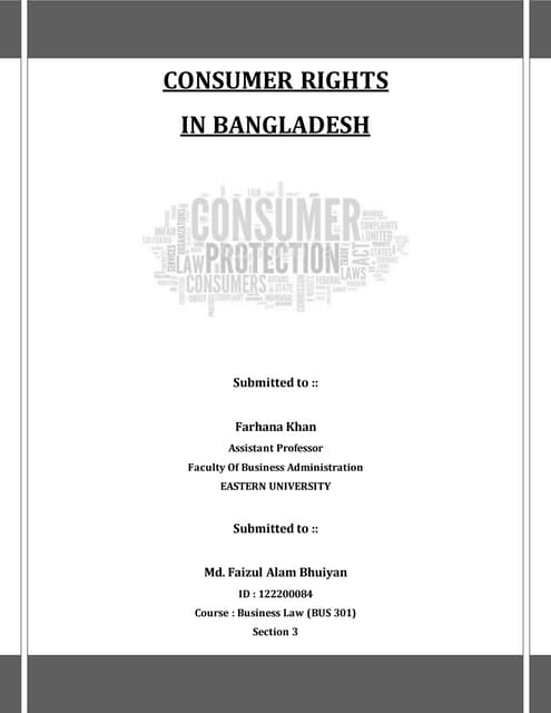consumer rights protection act 2009(Badhon) | PDF